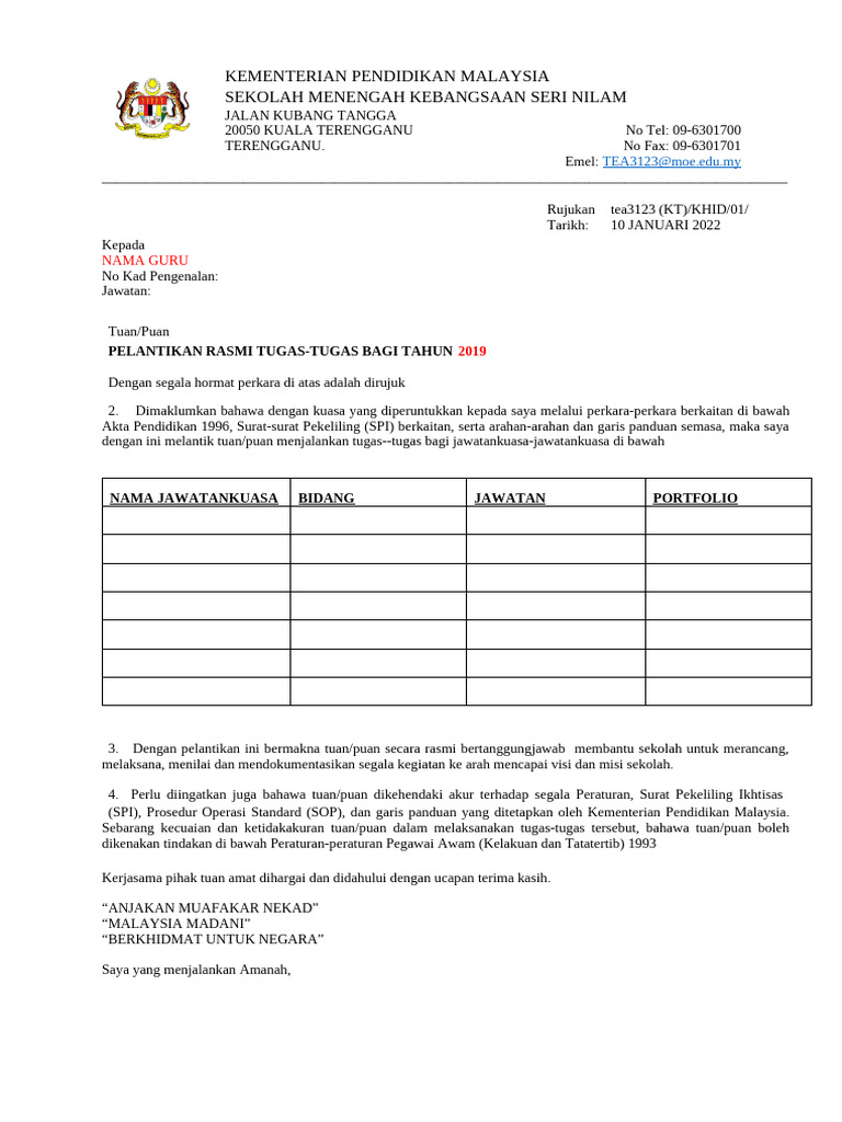 Surat Lantikan Rasmi | PDF