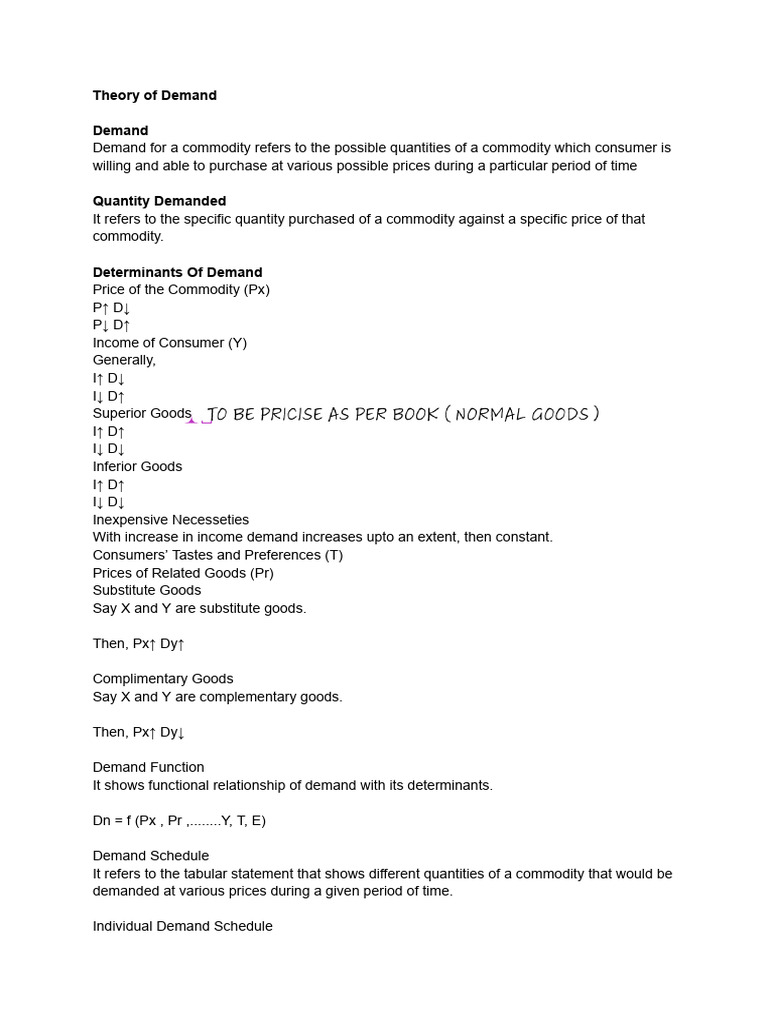 Theory of Demand EDITED | PDF | Demand | Demand Curve