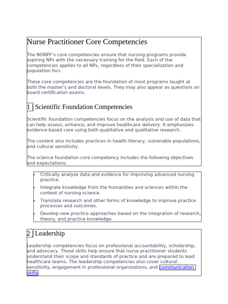 Nurse Practitioner Core Competencies Guide | PDF | Health Care | Nursing