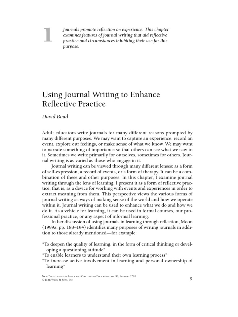 Using Journal Writing To Enhance Reflective Practice | PDF | Reflective ...