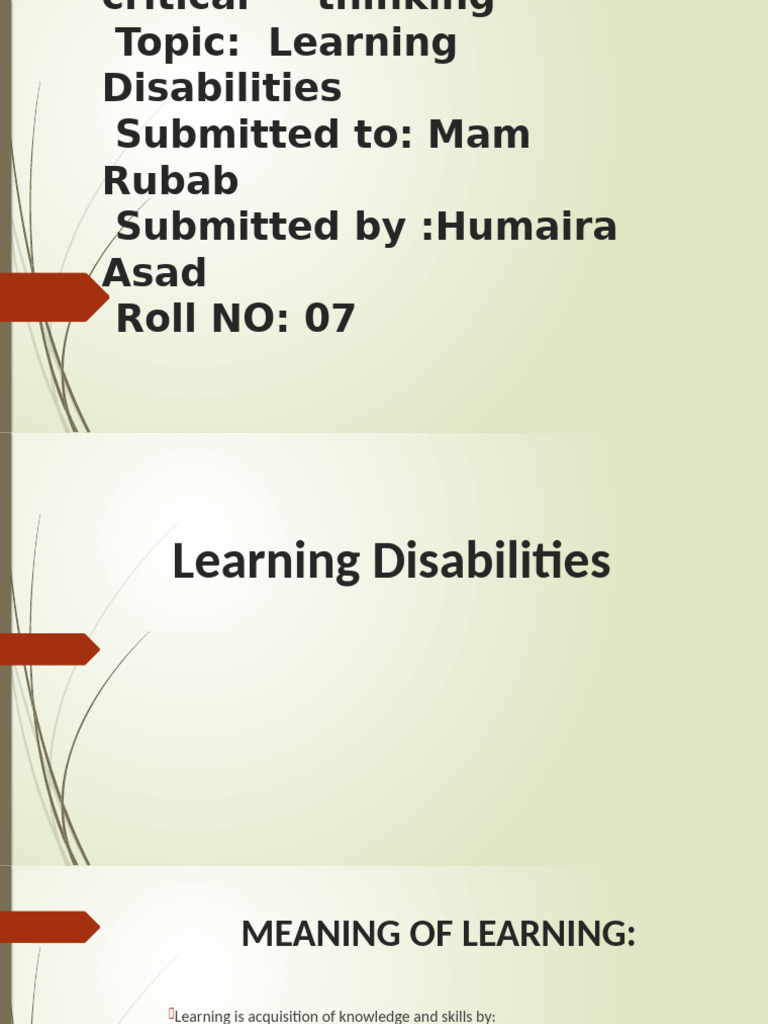 Understanding Learning Disabilities | PDF | Learning Disability | Dyslexia