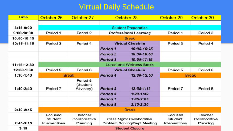 Week of October 26 Virtual Schedule | PDF