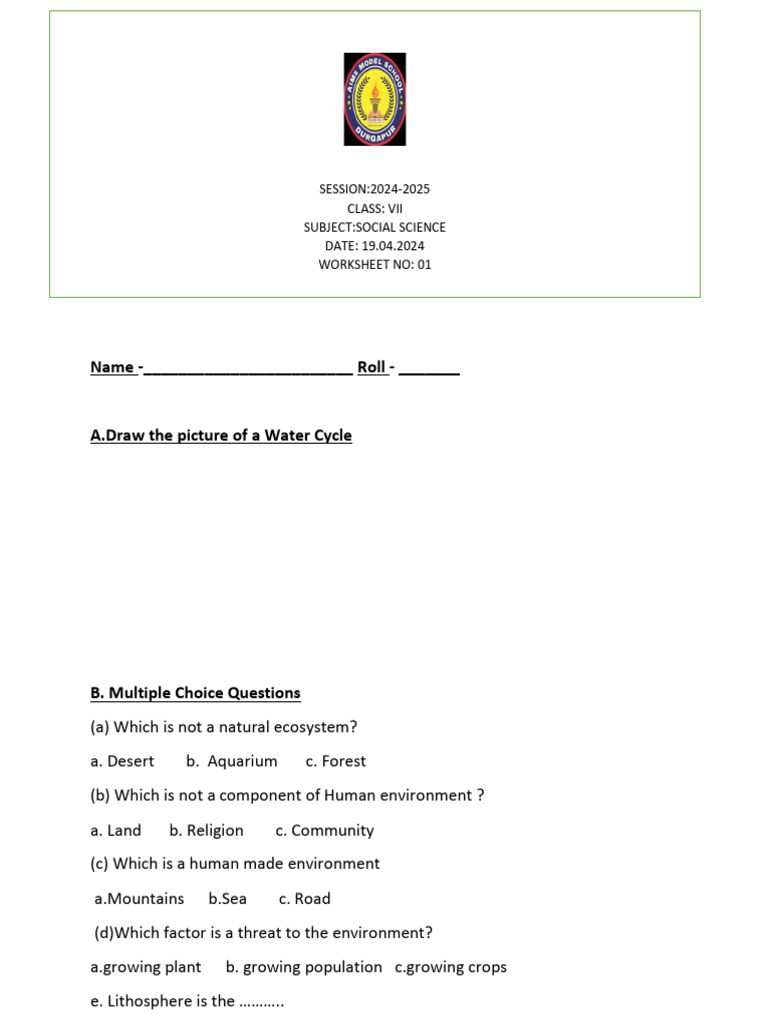 Aims Model Worksheet Format SSC | PDF