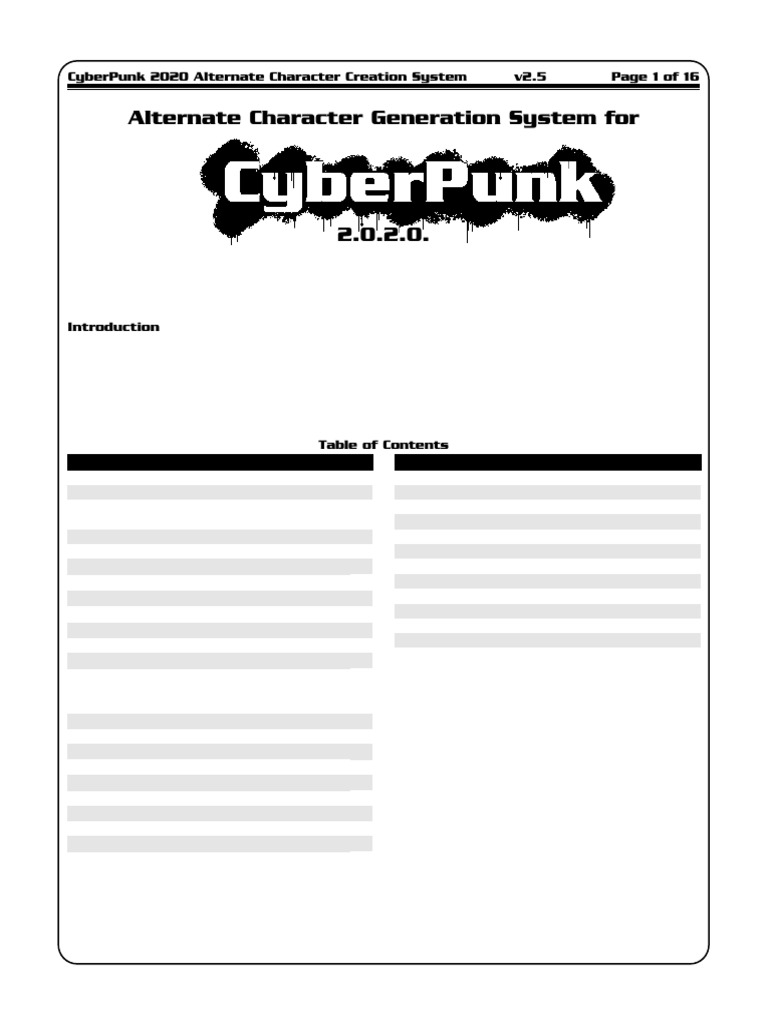 Cyberpunk 2020 - Net - Rules - Alternate Character Generation v2.5 by ...