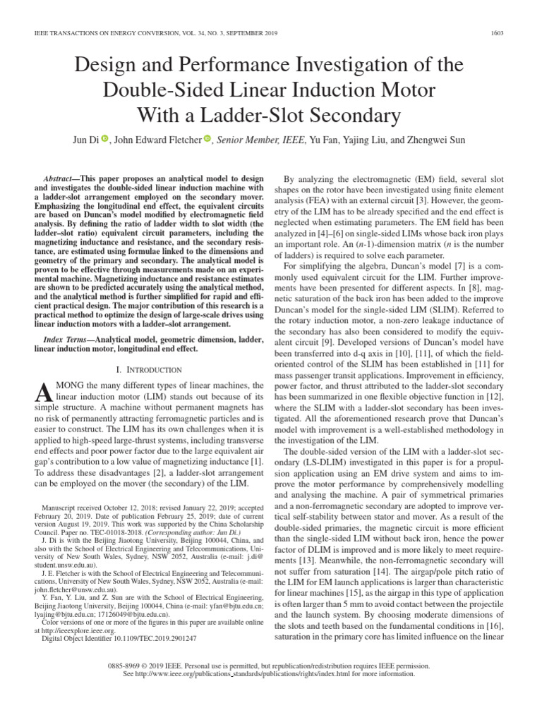 Design and Performance Investigation of the Double-Sided Linear Induction Motor With a Ladder ...