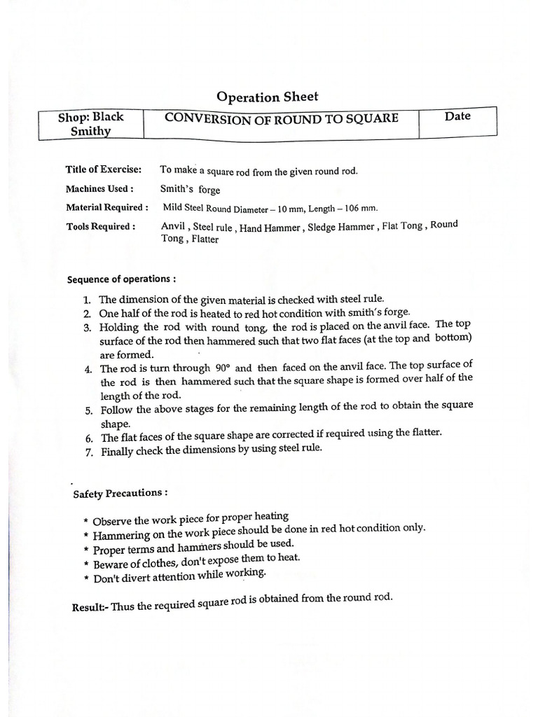 Operation Sheet | PDF