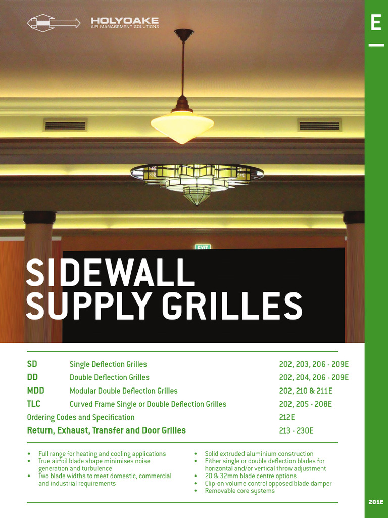 Sidewall Supply Grilles Overview | PDF | Duct (Flow) | Mechanical Engineering