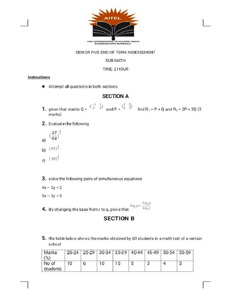 AITEL S5 SUB MATH - Phoenix | PDF