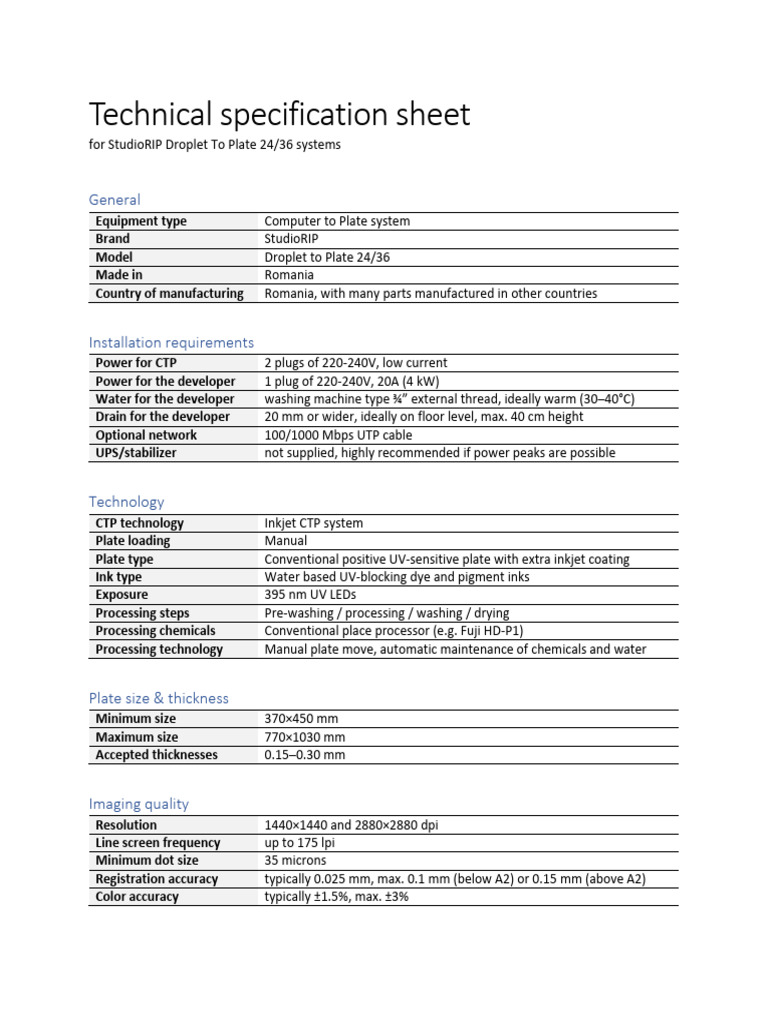 Technical specification sheet | PDF | Personal Computers | Computer ...