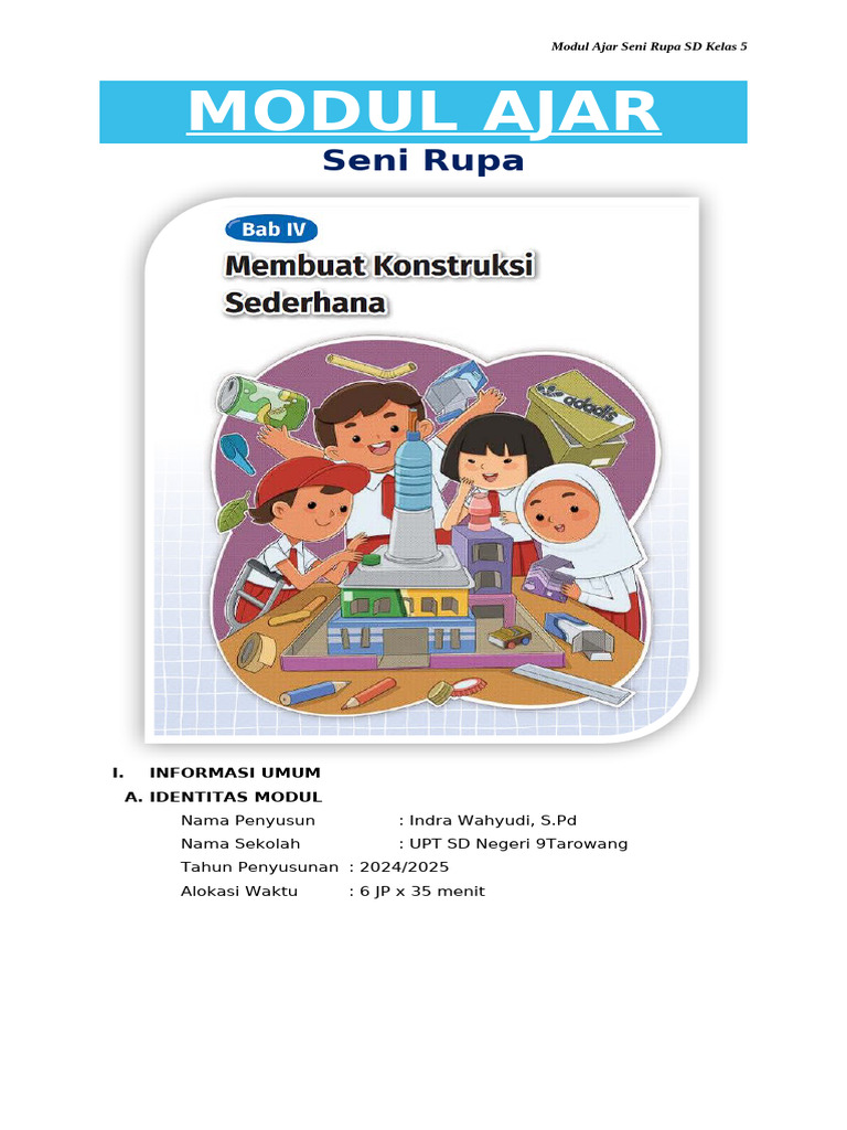 Modul Ajar Seni Rupa Kelas 5 SD | PDF