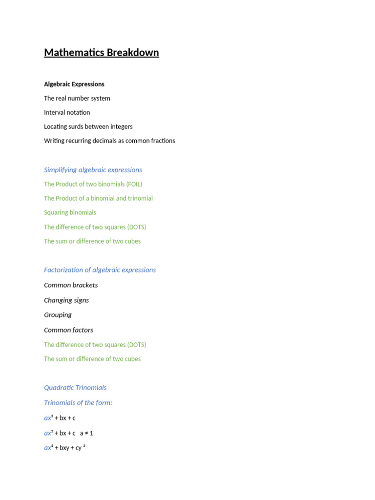 Mathematics Breakdown | PDF
