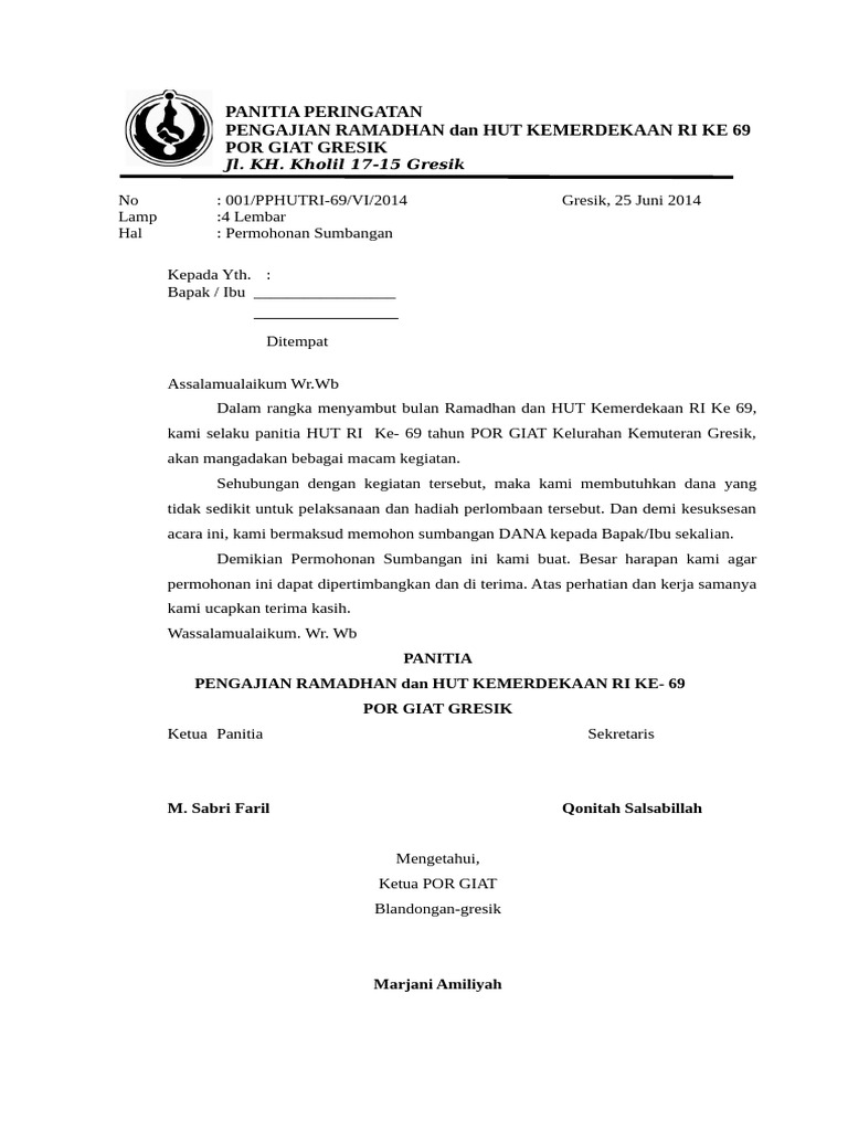 Proposal Sumbangan | PDF