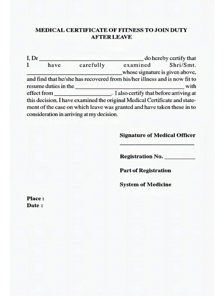 Medica Fitness L Certificate Form | PDF