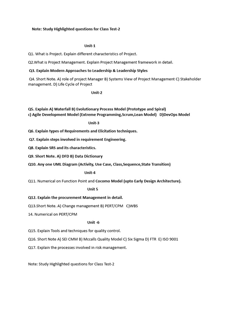 Project Management Study Guide | PDF