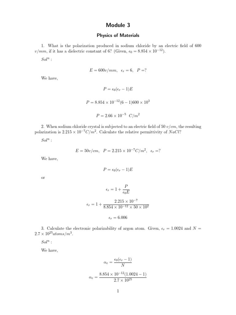 Calculating Polarization and Dielectric Properties | PDF | Capacitor ...