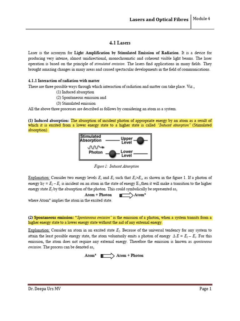 4-Module-Lasers and Optical Fibers | PDF | Photon | Emission Spectrum