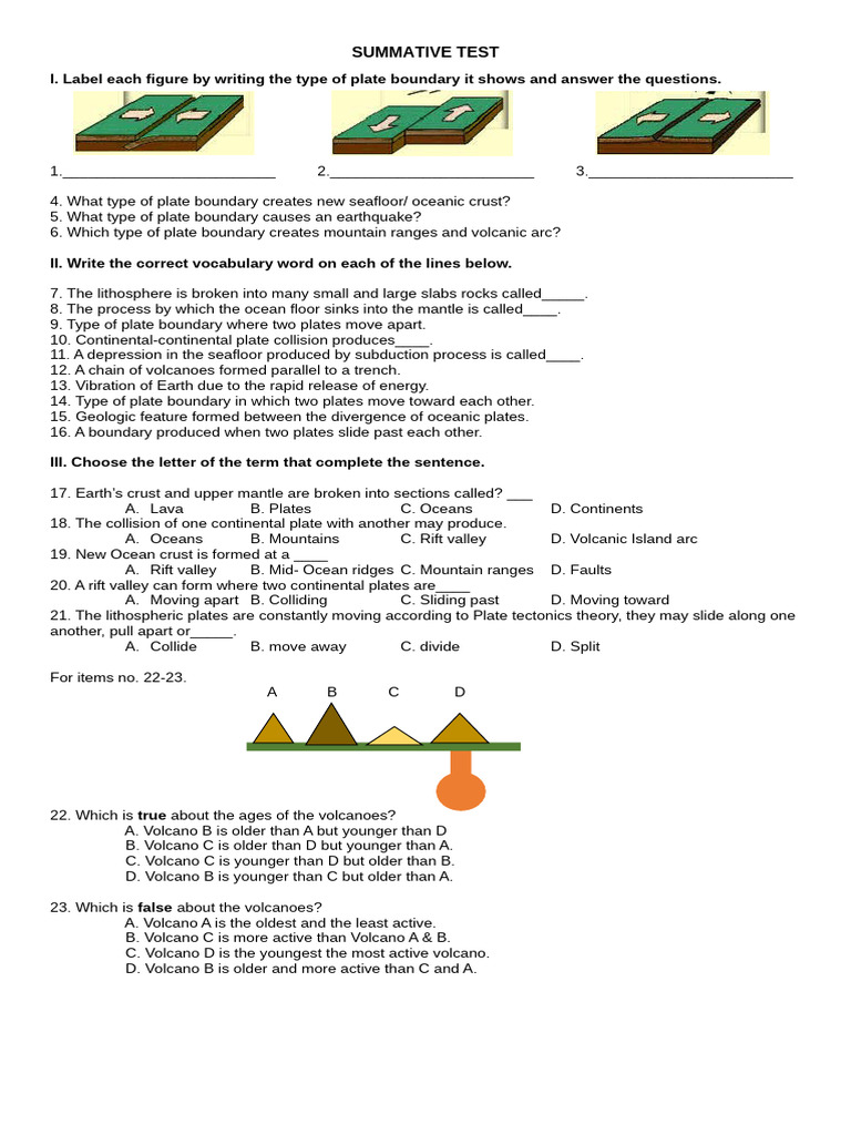 Plate Boundary Worksheet | PDF | Plate Tectonics | Tectonics
