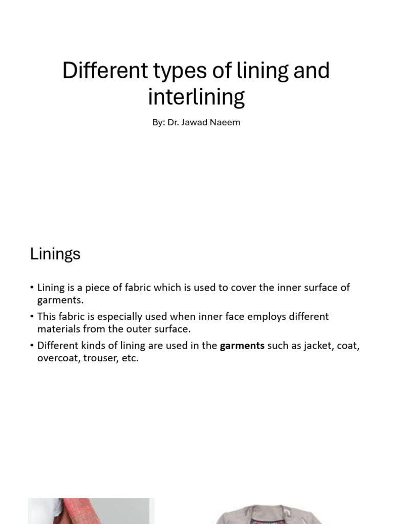 Lecture 20 Different Types of Lining and Interlining | PDF | Rayon ...
