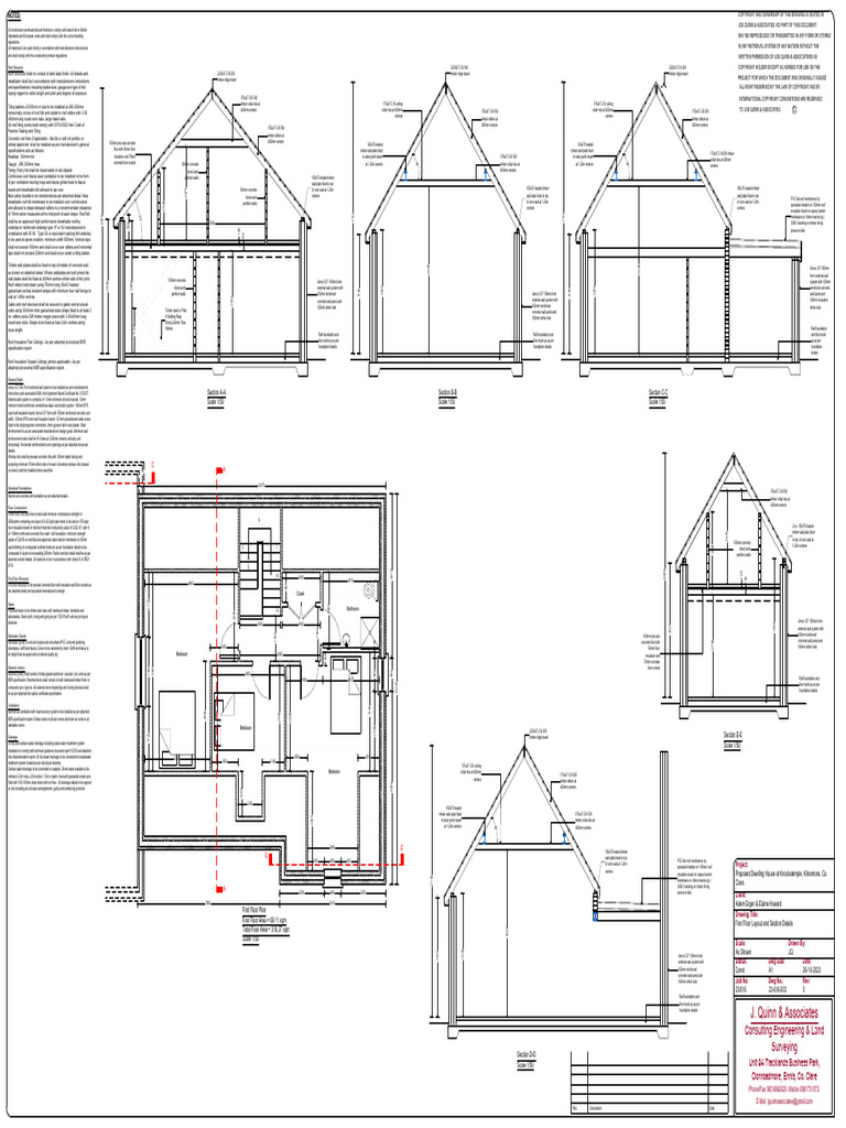 23-616-003 - First Floor Layout and Section Details | PDF | Roof | Wall