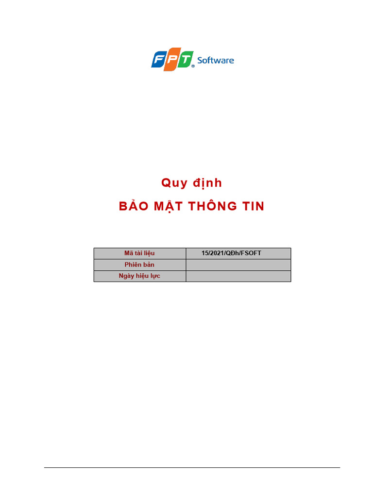 Fsoft - Quy Dinh - Bao Mat Thong Tin | PDF