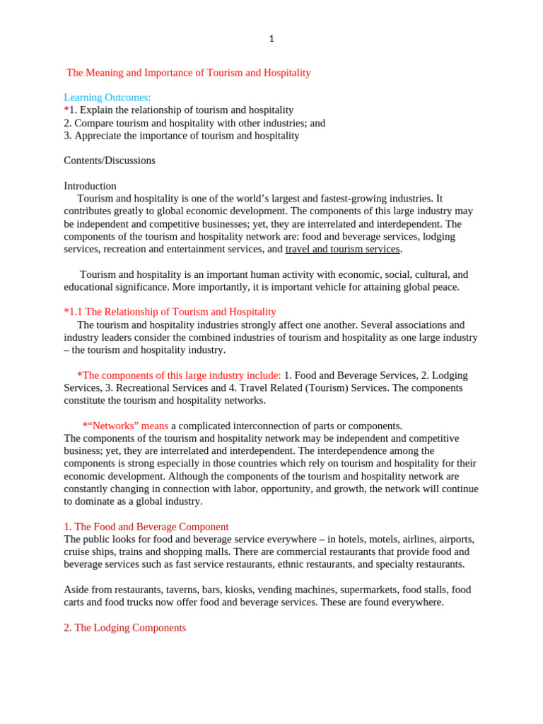 THC5 Micro Perspective The Meaning and Importance of Tourism and ...