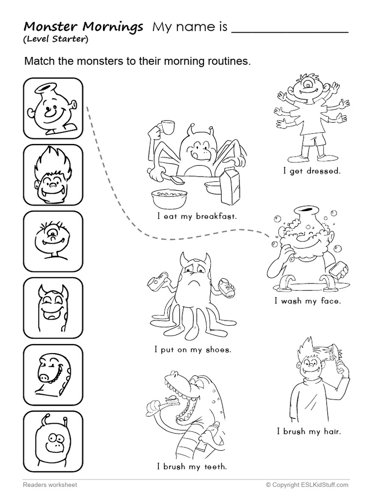 Monster Morning Worksheet Dnu | PDF