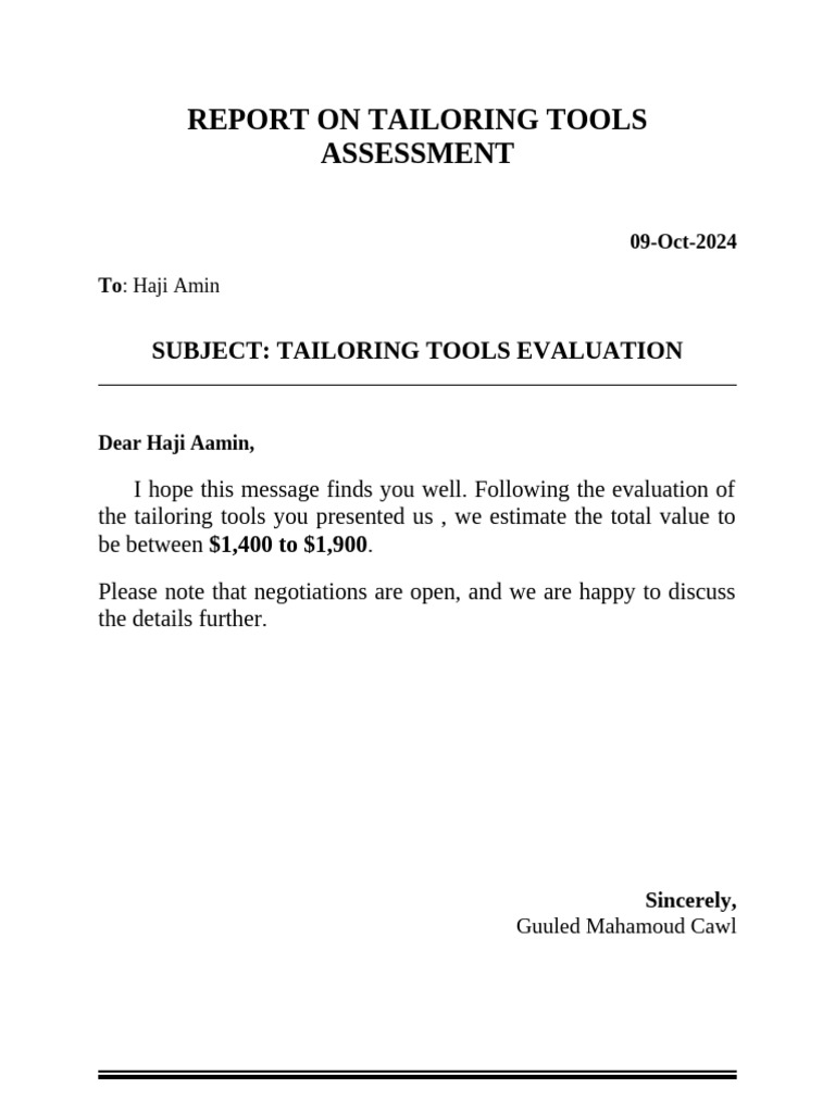Report On Tailoring Tools Assessment | PDF
