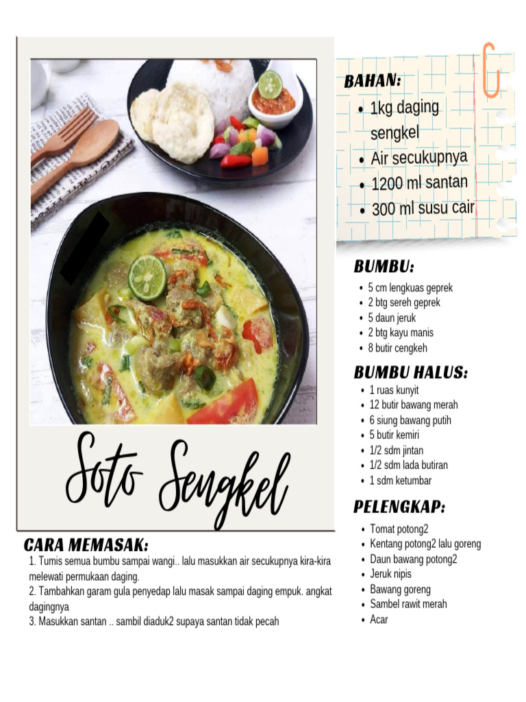 Resep Soto Sengkel | PDF