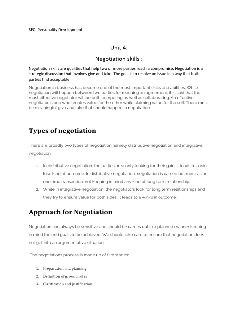 SEC | PDF | Negotiation | Social Psychology