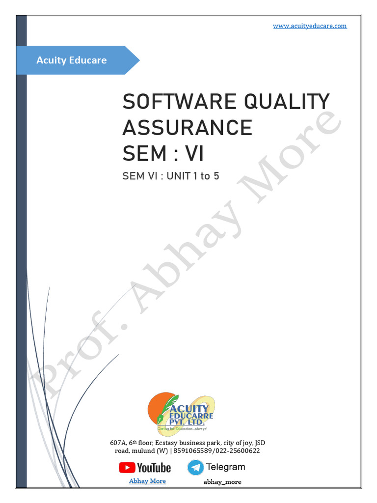 SQA Unit 1 to 5_3c066179-1728-4626-886c-4052be6c05d2 | PDF | Quality (Business) | Agile Software ...