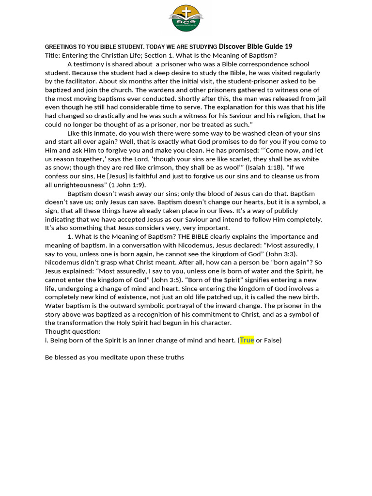 VOP Facilitator (Baptism) Script 19 | PDF | Baptism | Jesus