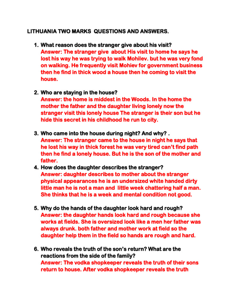 Lithuania 2 Marks Answers | PDF