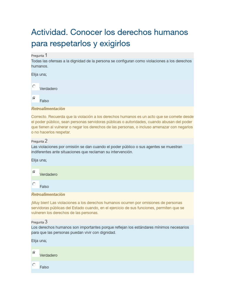 Actividad. Conocer Los Derechos Humanos para Respetarlos y Exigirlos ...