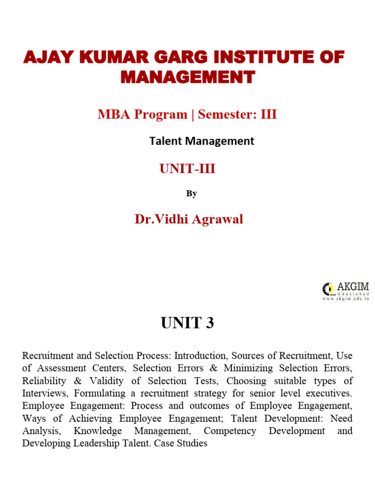 TM_UNIT 3 | PDF | Recruitment | Validity (Statistics)
