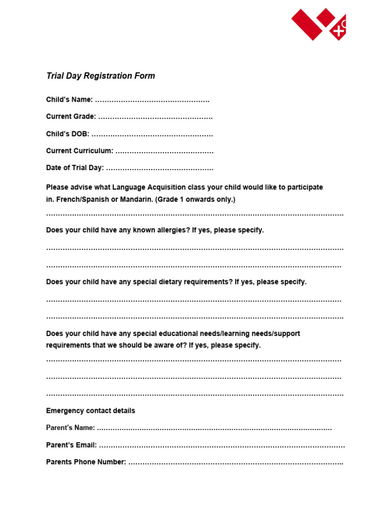 Trial Day Form (1) | PDF