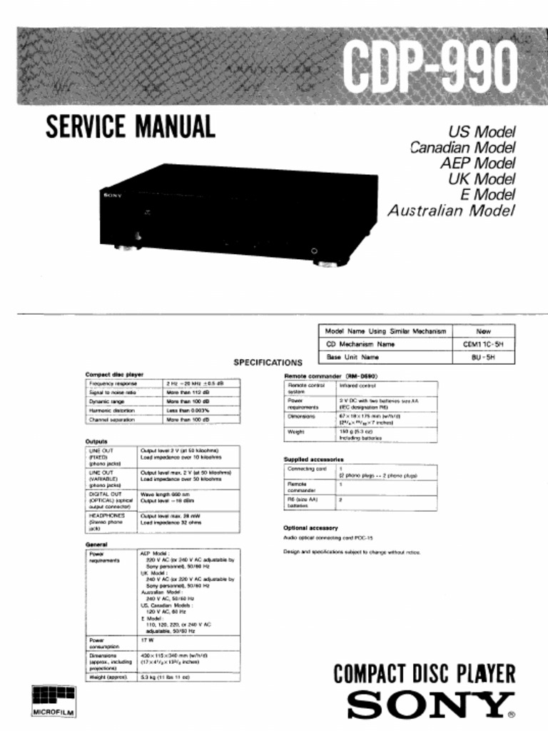 Sony cdp-990 SM 2 | PDF