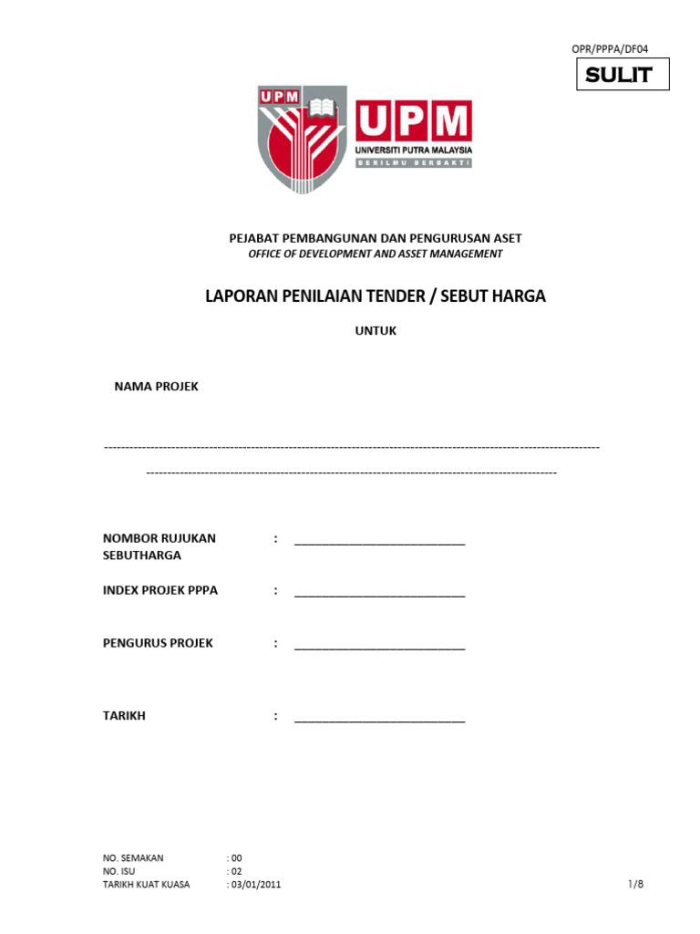 7. Contoh Laporan Tender 1 | PDF