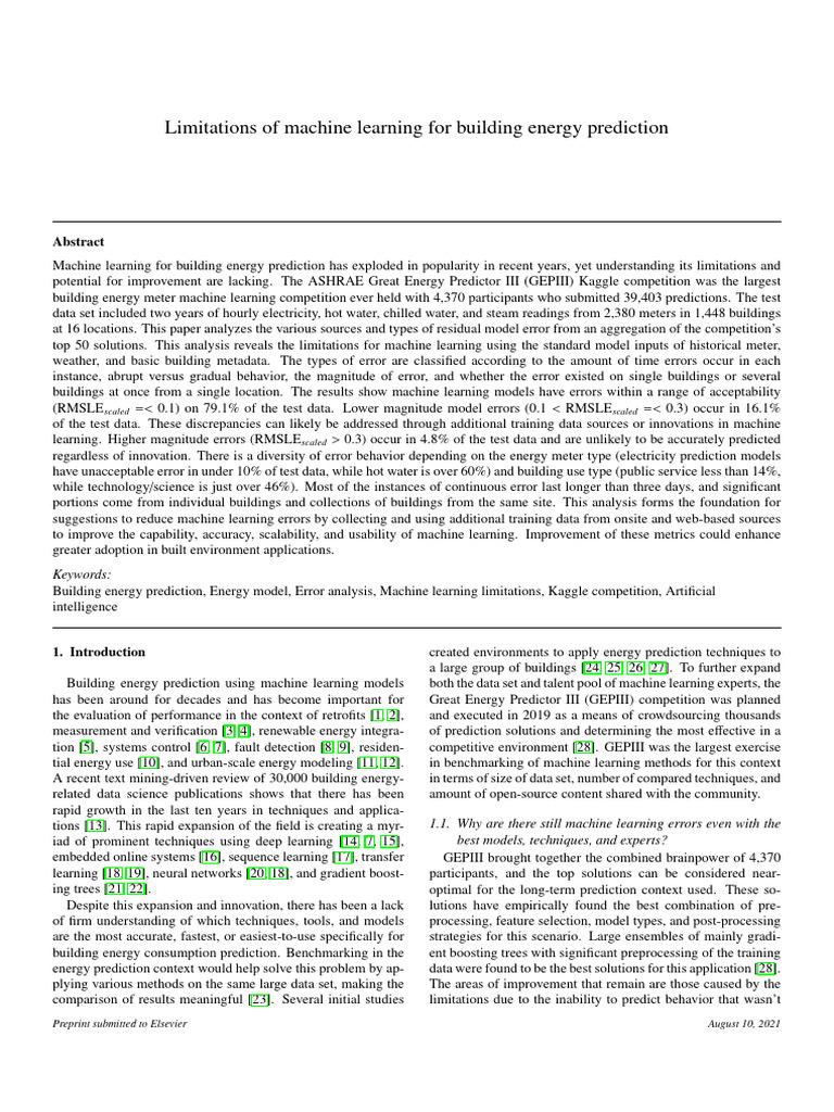Limitations of Machine Learning For Building Energy Prediction | PDF | Machine Learning