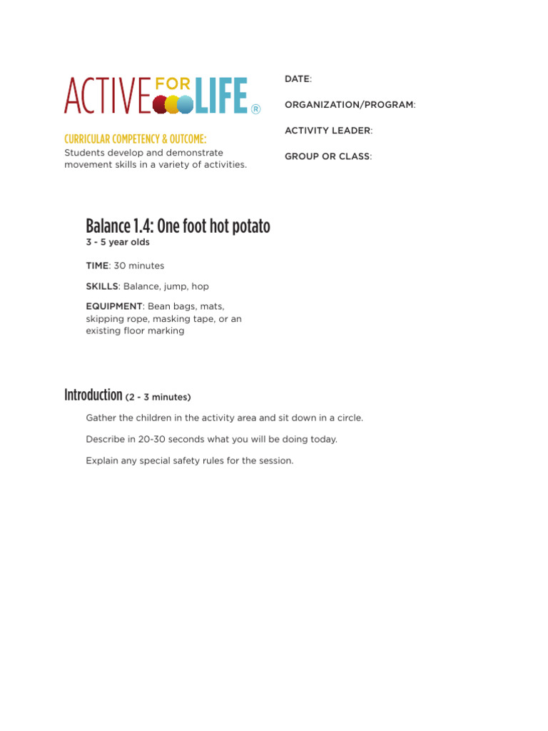 LP Balance 1.4 One-Foot-Hot-Potato | PDF