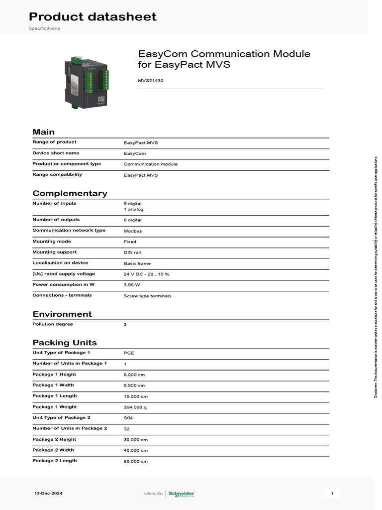 Schneider Electric - EasyPact-MVS - MVS21430 | PDF | Electrical Engineering | Electricity