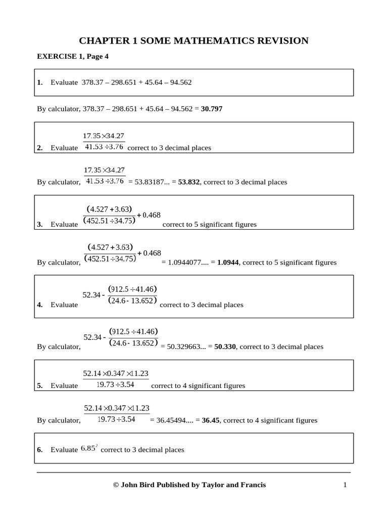 Mathematics Revision Exercises | PDF | Voltage | Gear