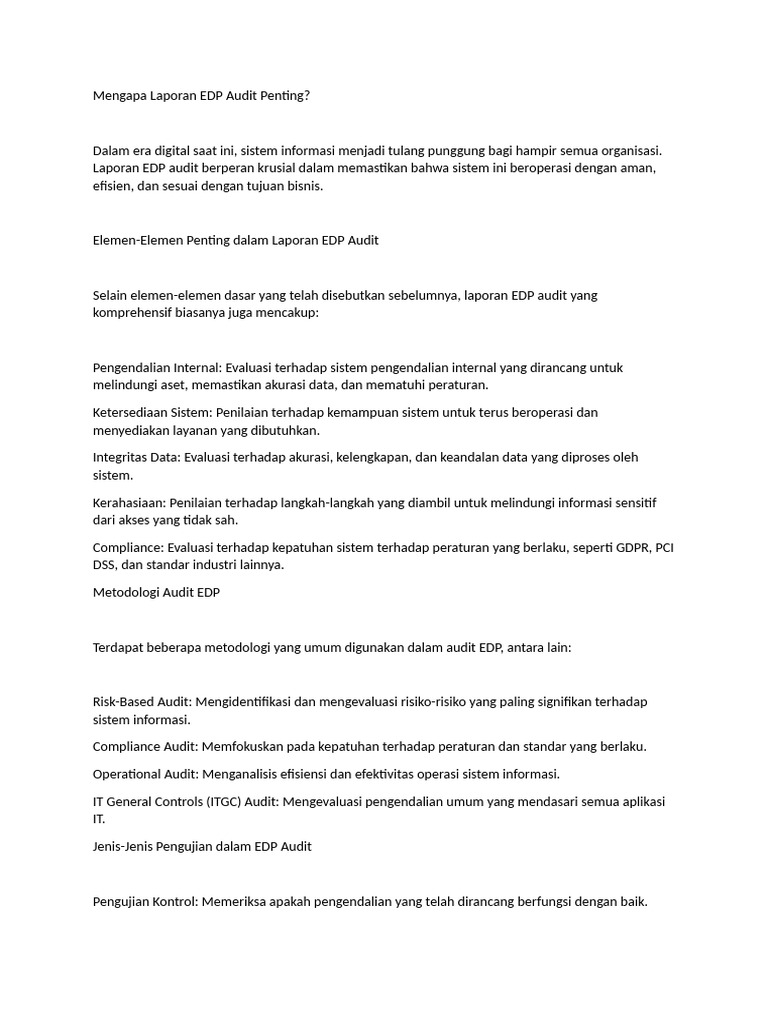 Mengapa Laporan EDP Audit Penting | PDF