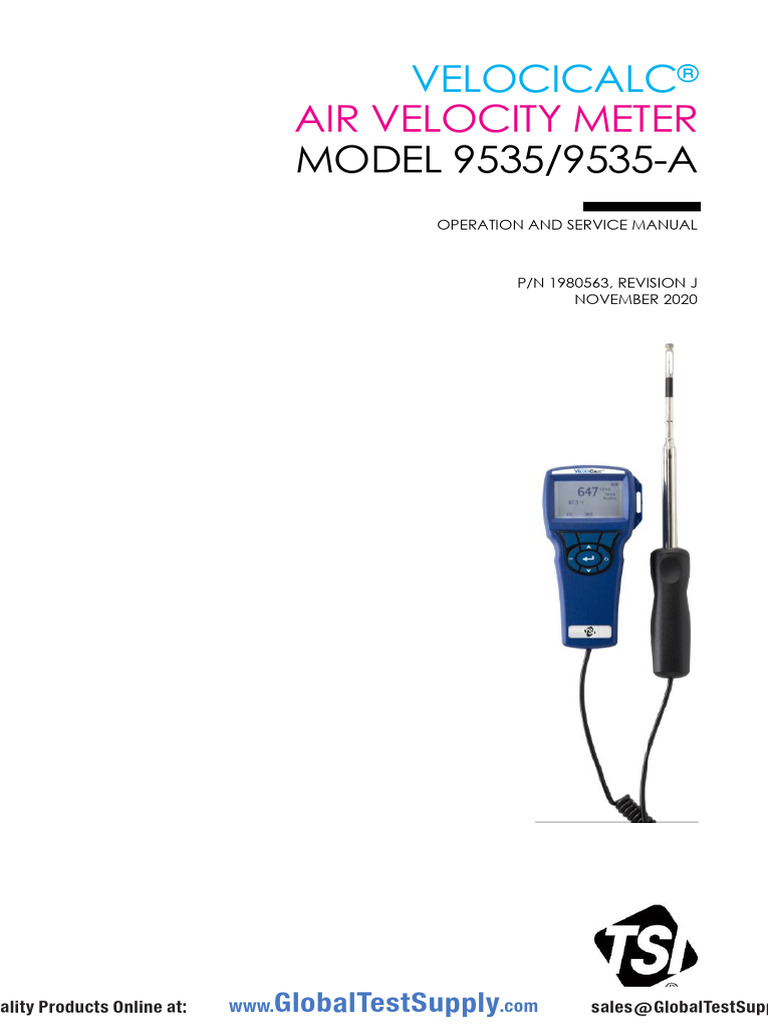 VELOCICALC Air Velocity Meter (9535) | PDF | Legal Liability