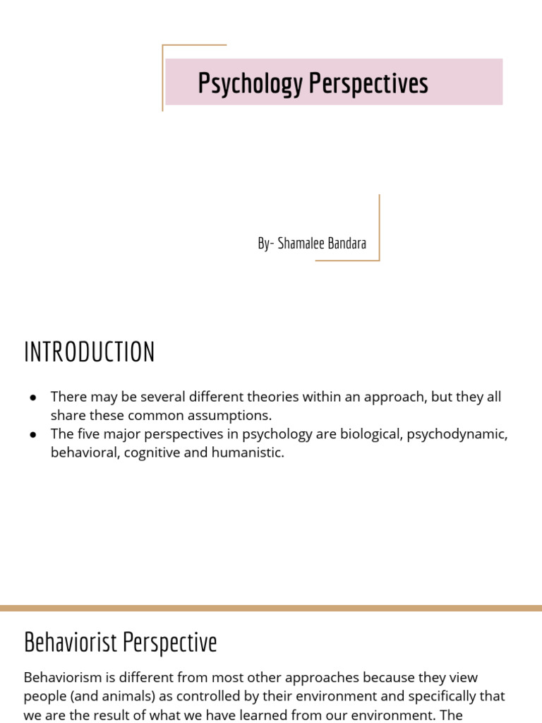 Psychology Perspectives PPT (Eng) | PDF | Id | Behaviorism