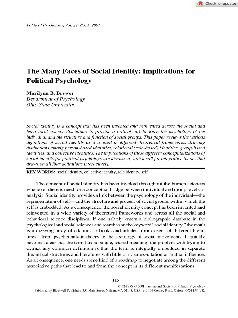 Political Psychology - 2002 - Brewer - The Many Faces of SocialIdentity ...