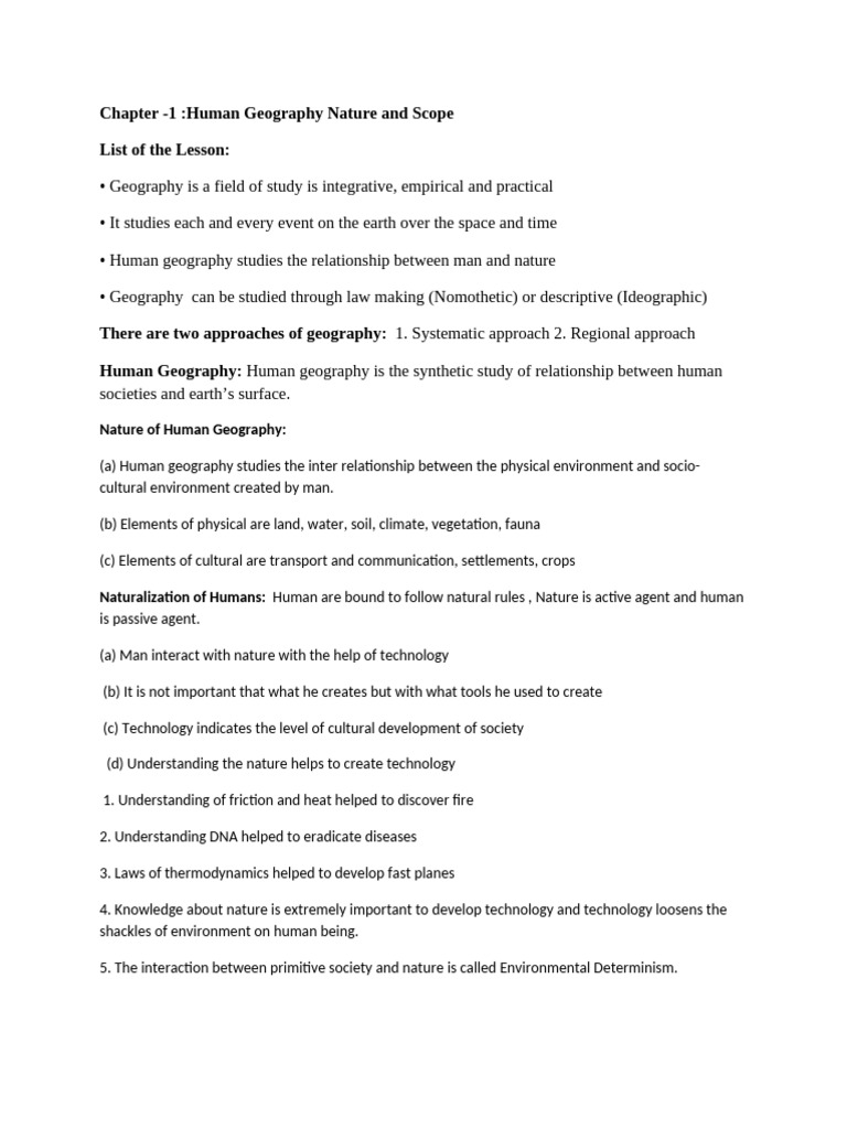 Chapter 1 - Human Geography | PDF | Geography | Nature