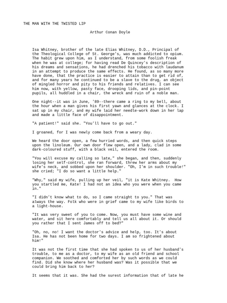 man with twisted lip | PDF | Dr. Watson