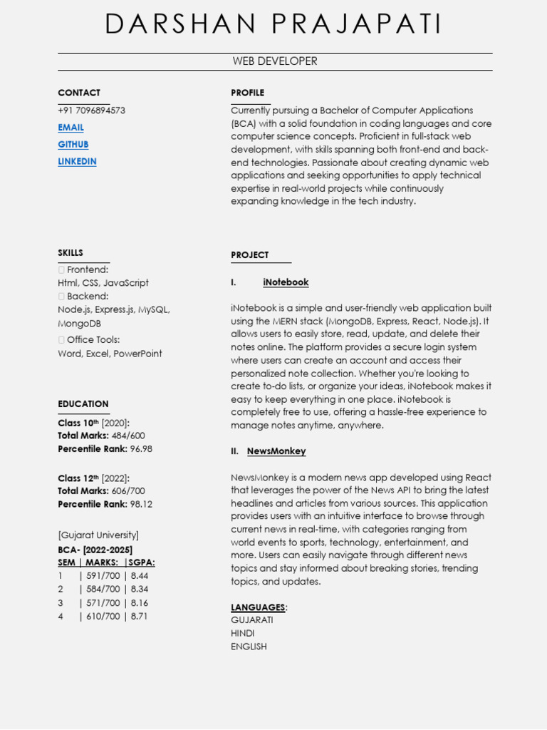 Dp Resume-1 | PDF | World Wide Web | Internet & Web