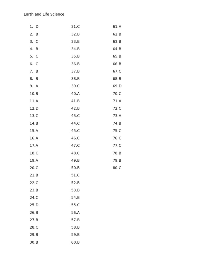 Earth and Life Science Key Answer | PDF