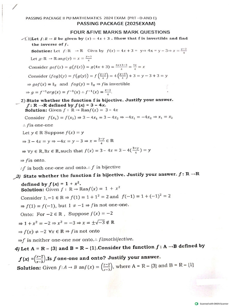 Mathematics - II PU Passing Package | PDF